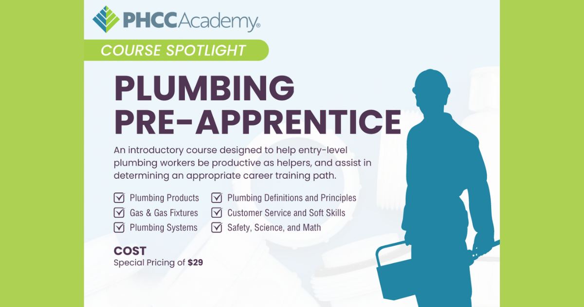 PHCC Academy® Plumbing Pre-Apprentice - Plumbing Heating Cooling ...